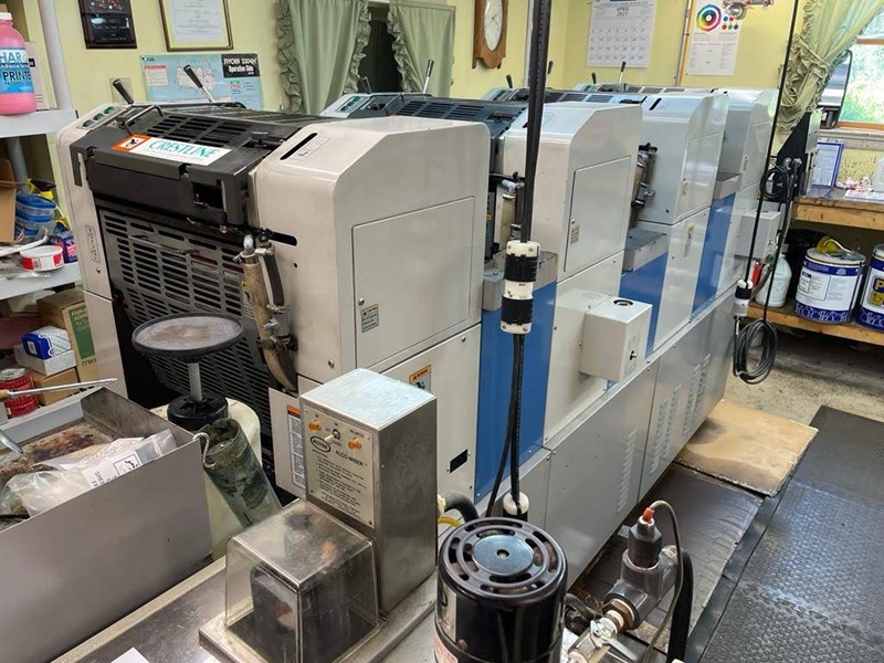 RYOBI 3304H, MODEL 3304H, FOUR COLOR PRESS, IR DRYER, CRESTLINES DAMP ...