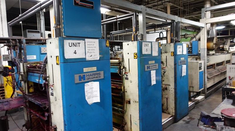 Harris M110B (6) Unit (1) Web Offset Press System + Inline Finishing ...