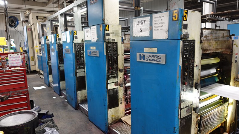 Harris M110B (6) Unit (1) Web Offset Press System + Inline Finishing ...