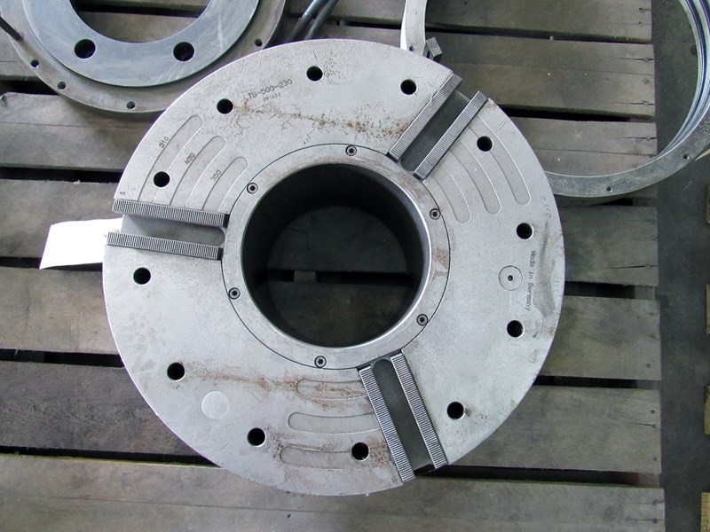 22" SCHUNK MODEL ROTA TB 500-230 PNEUMATIC STEEL CHUCK, WITH ADAPTER ...