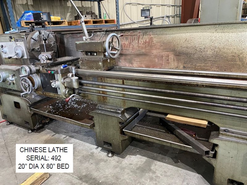 Longem 20" x 80" Geared Head Lathe Model LG-2080DS, S/N 492 with Sony ...