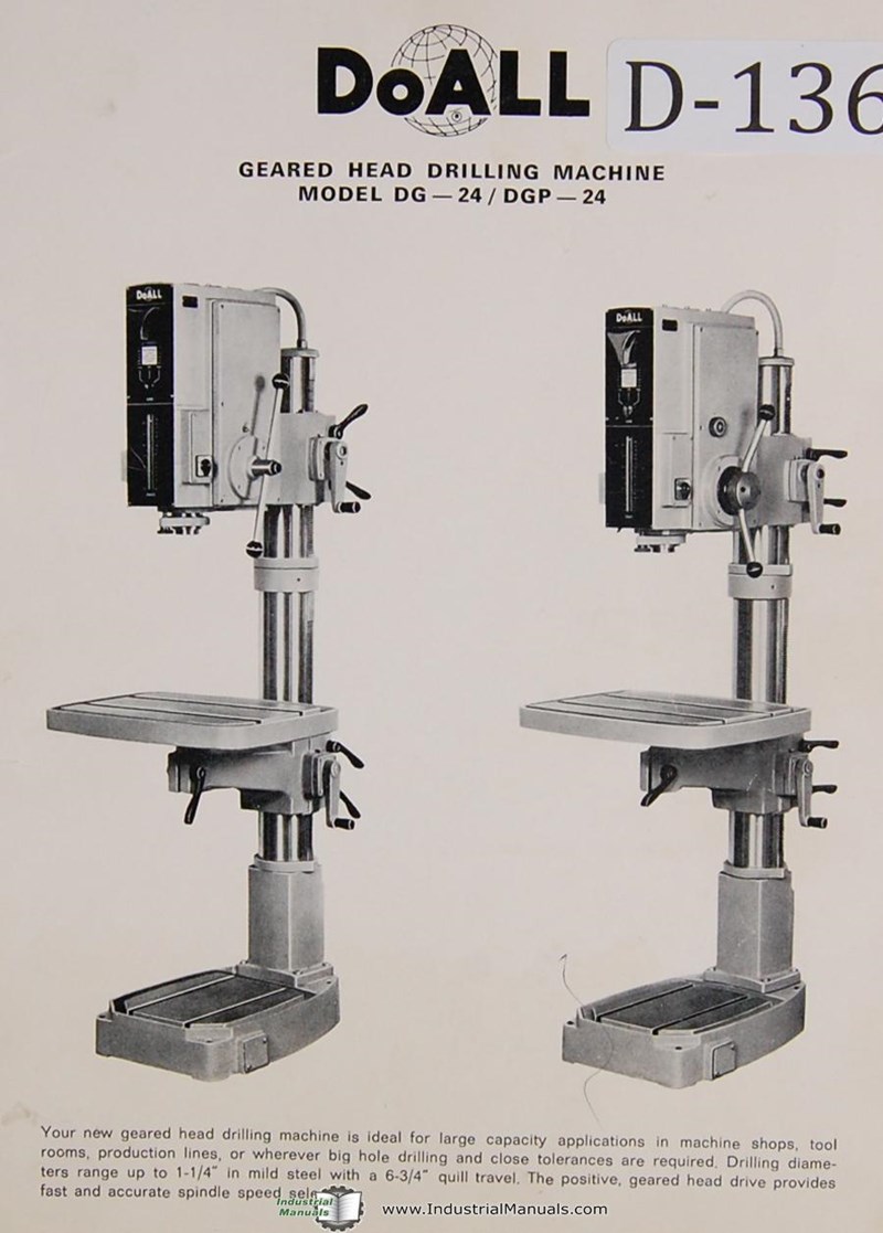 DoAll DG-24 24" Gear Head Floor Drill Press (HEAVY DUTY GEARED HEAD ...