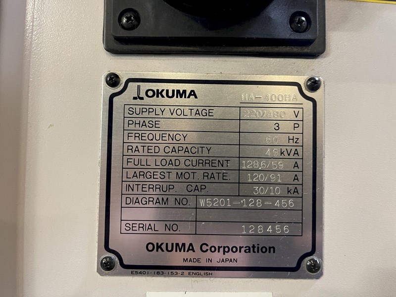 Okuma MA-400HA Horizontal Machining Space Center 2007 equipped with ...