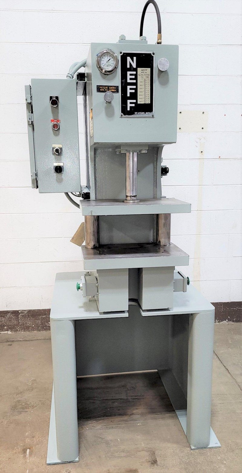 12-Ton Neff Model D12-5M Hydraulic Bench Type C Frame Press on Stand ...