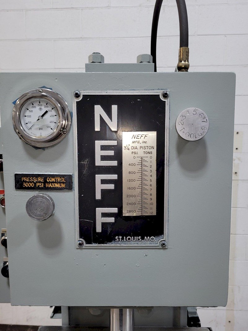 12-Ton Neff Model D12-5M Hydraulic Bench Type C Frame Press on Stand ...