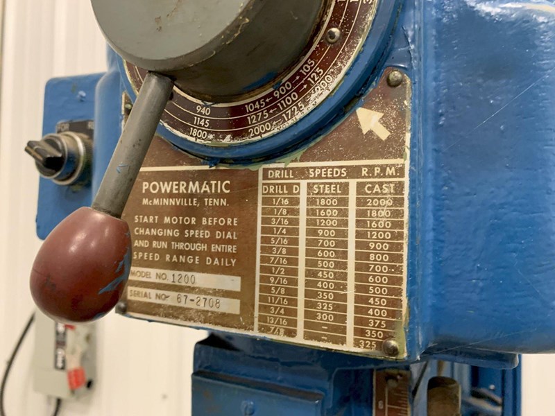20" Powermatic Model 1200 Variable Speed Floor Model Drill Press ...