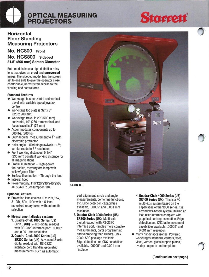 31.5" screen STARRETT Model HC800 Optical Comparator | pressXchange