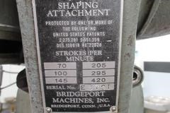 Bridgeport Model E Mechanical Shaping Attachment - Single Phase ...
