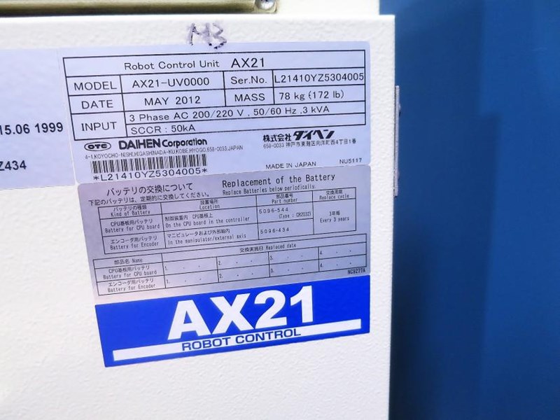 OTC DAIHEN ALMEGA ARC CELL E-120 ROBOTIC WELDING CELL WITH - O T C ...