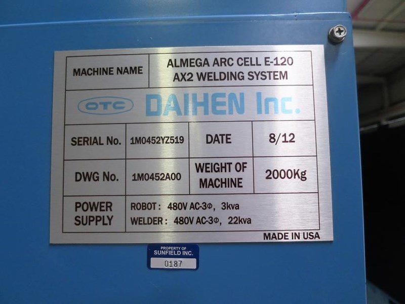 OTC DAIHEN ALMEGA ARC CELL E-120 ROBOTIC WELDING CELL WITH - O T C ...
