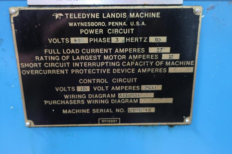 TELEDYNE LANDIS MODEL 32TFRG GEAR ROLL FINISHING MACHINE - TELEDYNE ...