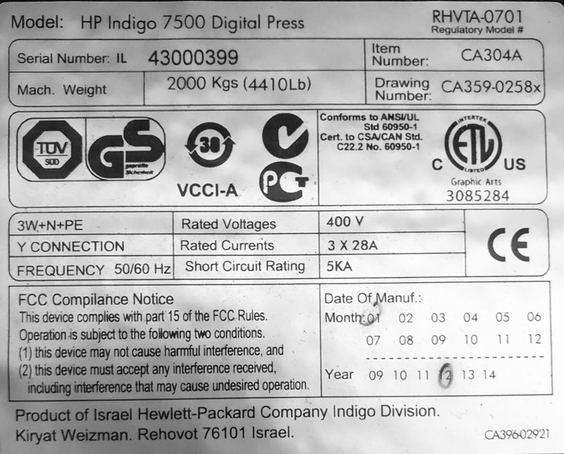 2012 HP Indigo 7500/7600 | pressXchange